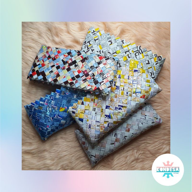 Woven Recycled Plastic Wallet (9cm x 20cm x 2cm) | Shopee Singapore