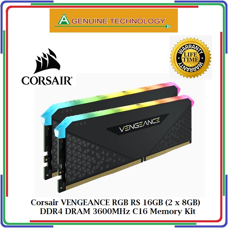 Corsair VENGEANCE RGB RS 16GB (2 x 8GB) DDR4 DRAM 3600MHz C16 Memory ...