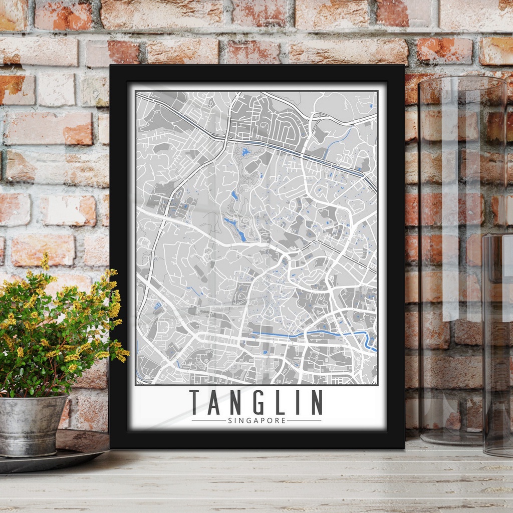 Singapore City Tanglin Map Modern Art Decor Poster | Shopee Singapore