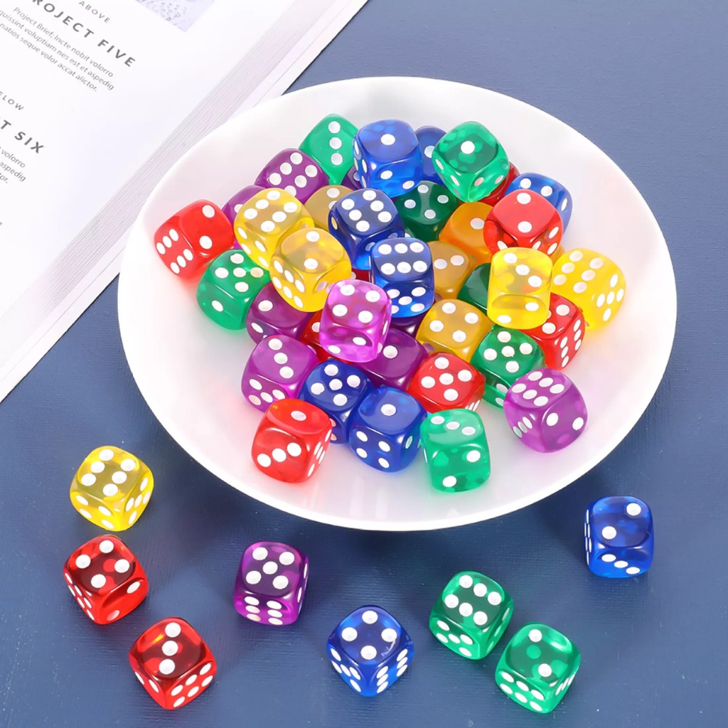 12mm 14mm 16mm Transparent Acrylic Colour Playing Dice Party ...