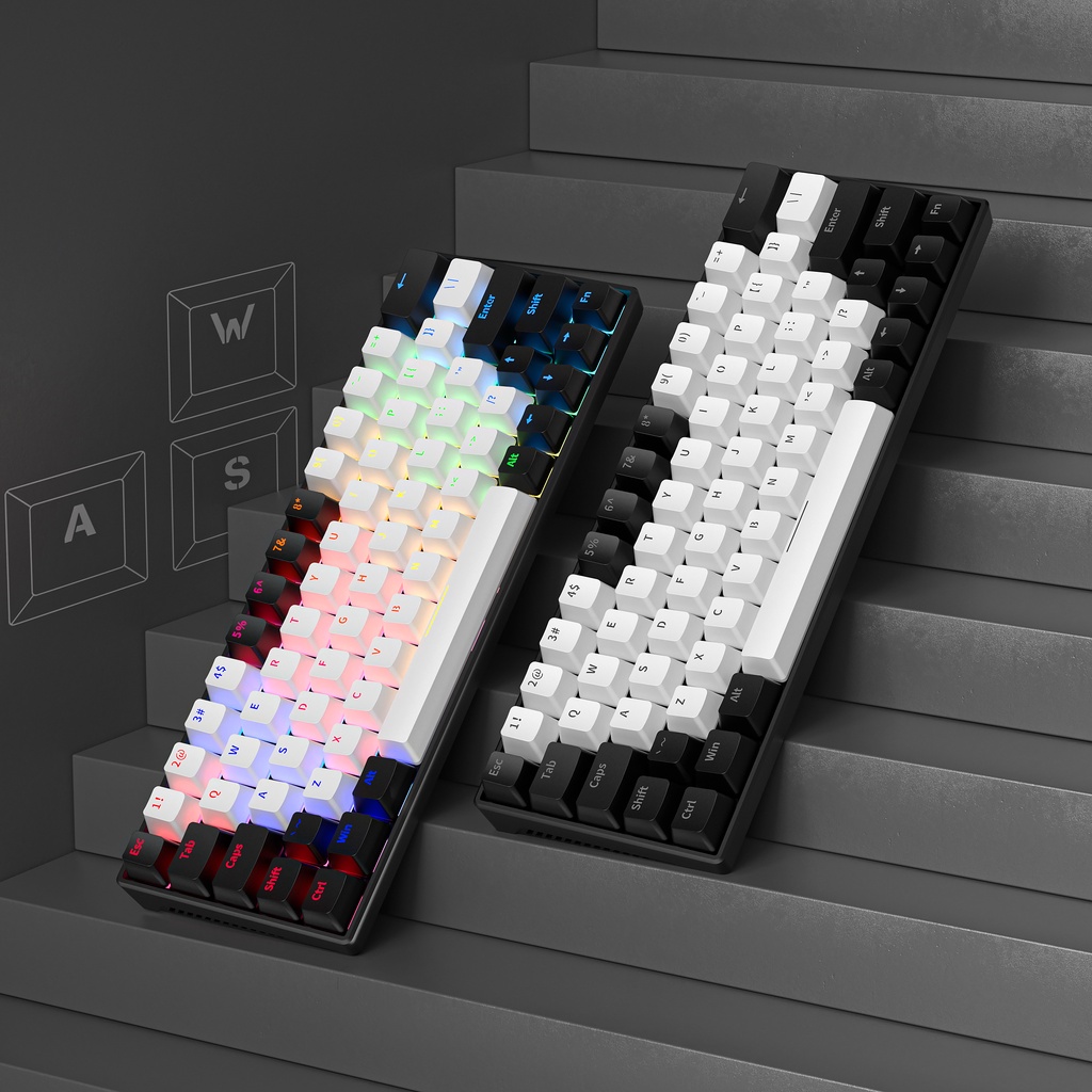 ZIFRIEND 63 Keys Small Mechanical Keyboard Rainbow Backlit 60% Gaming ...