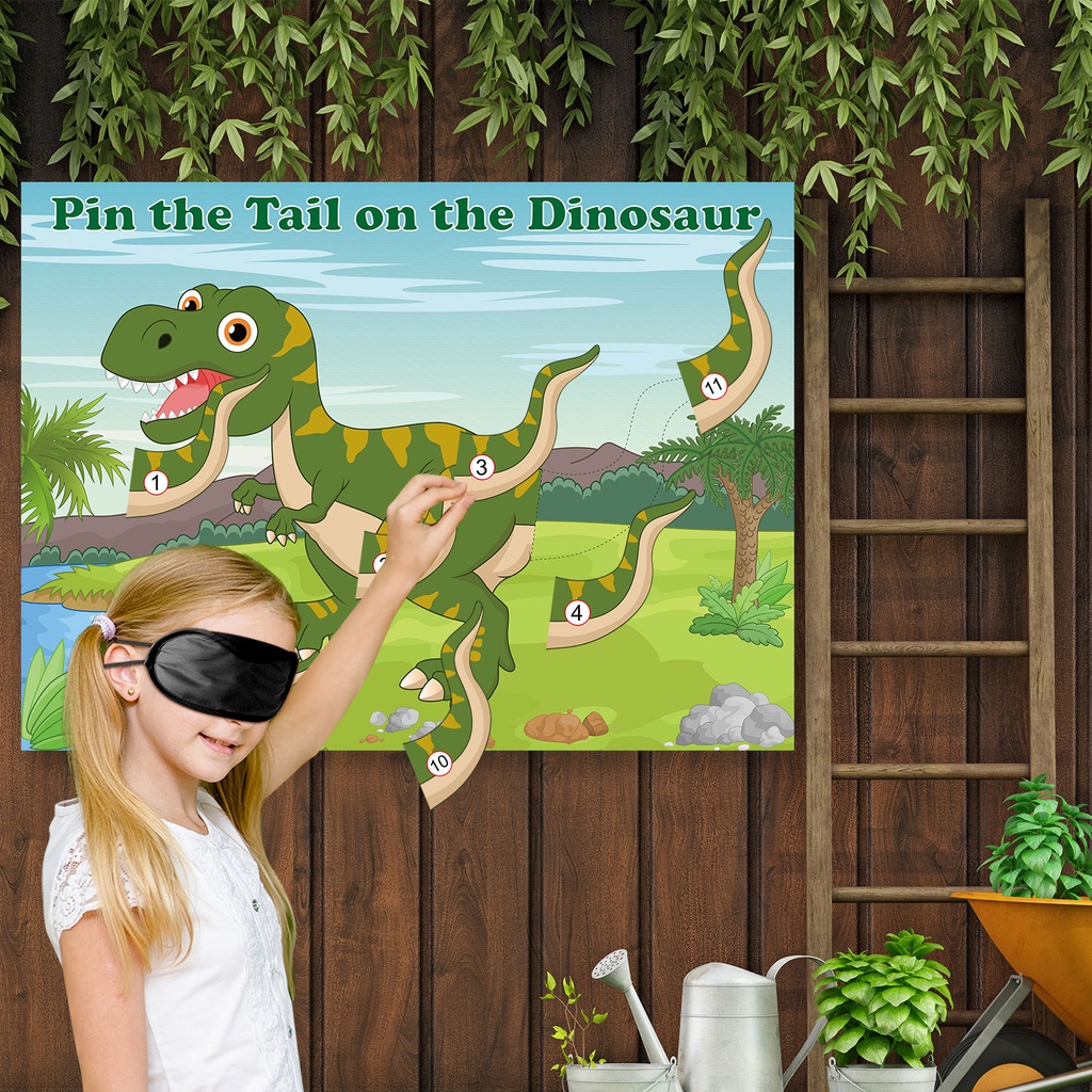 KUUQA Pin the Tail on the Dinosaur Game with 24 Pcs Tails for Dinosaur ...