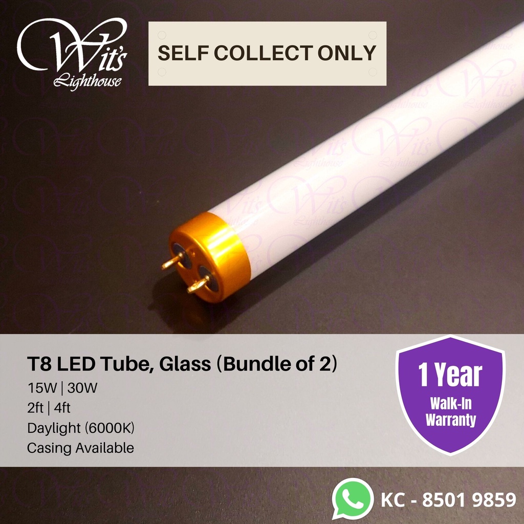 T8 LED Tube, 30W, Glass, Frosted Shade, Daylight(6000K), Bundle of 2 ...