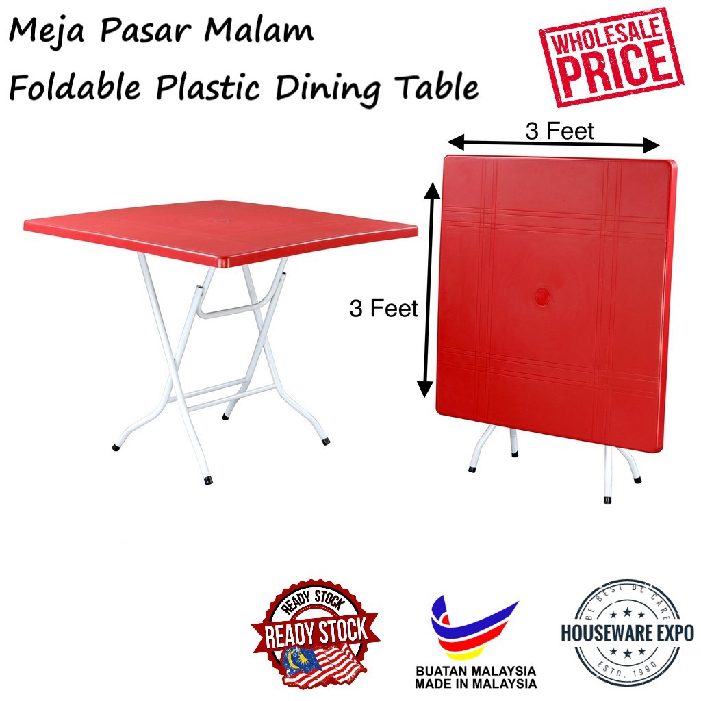 Night Market Table 3x3/ Foldable Plastic Dining Table 3'' x 3' Folding ...