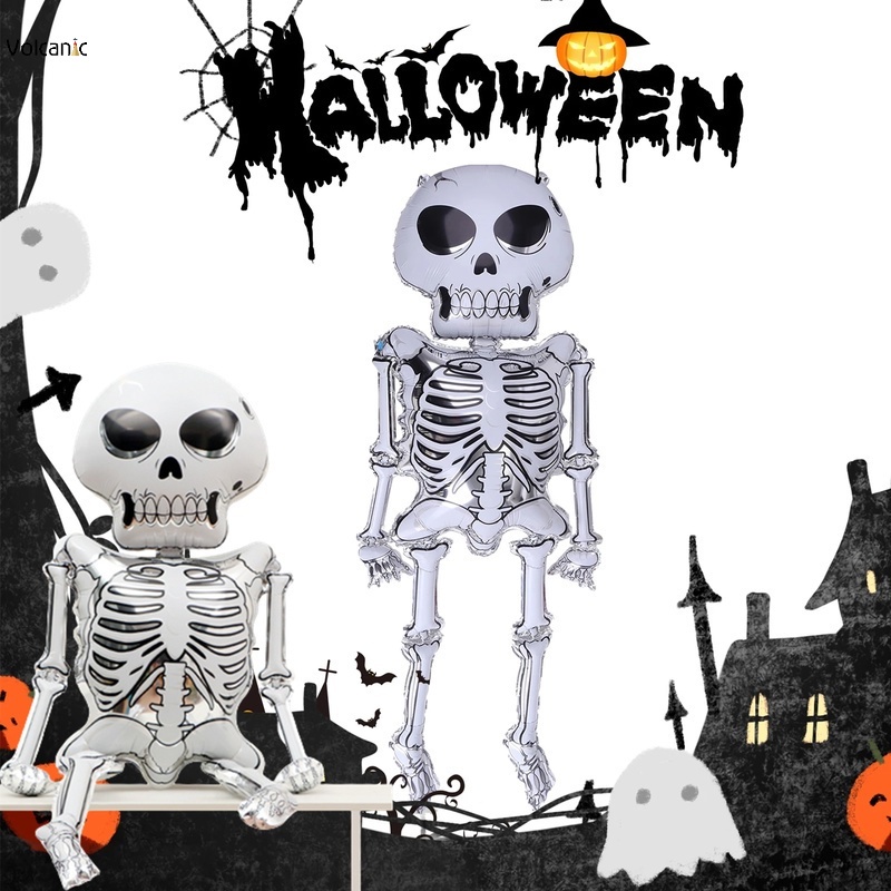 1PC Large 86x158cm Halloween Dancing Skeleton Balloons Realistic Skull ...
