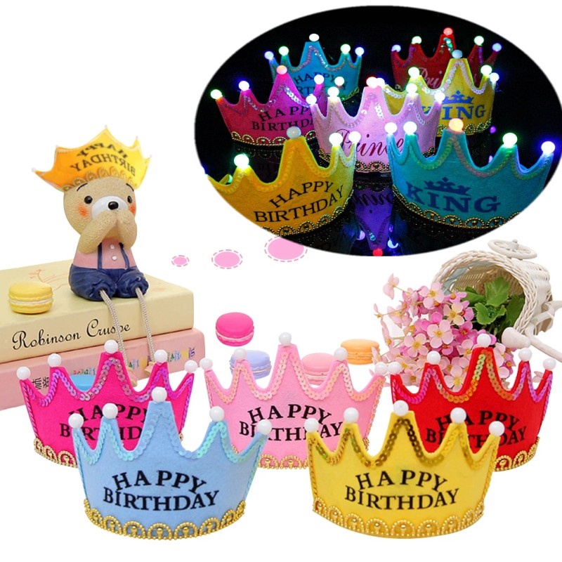 Led flash crown birthday hat party hat birthday party hat for adults ...