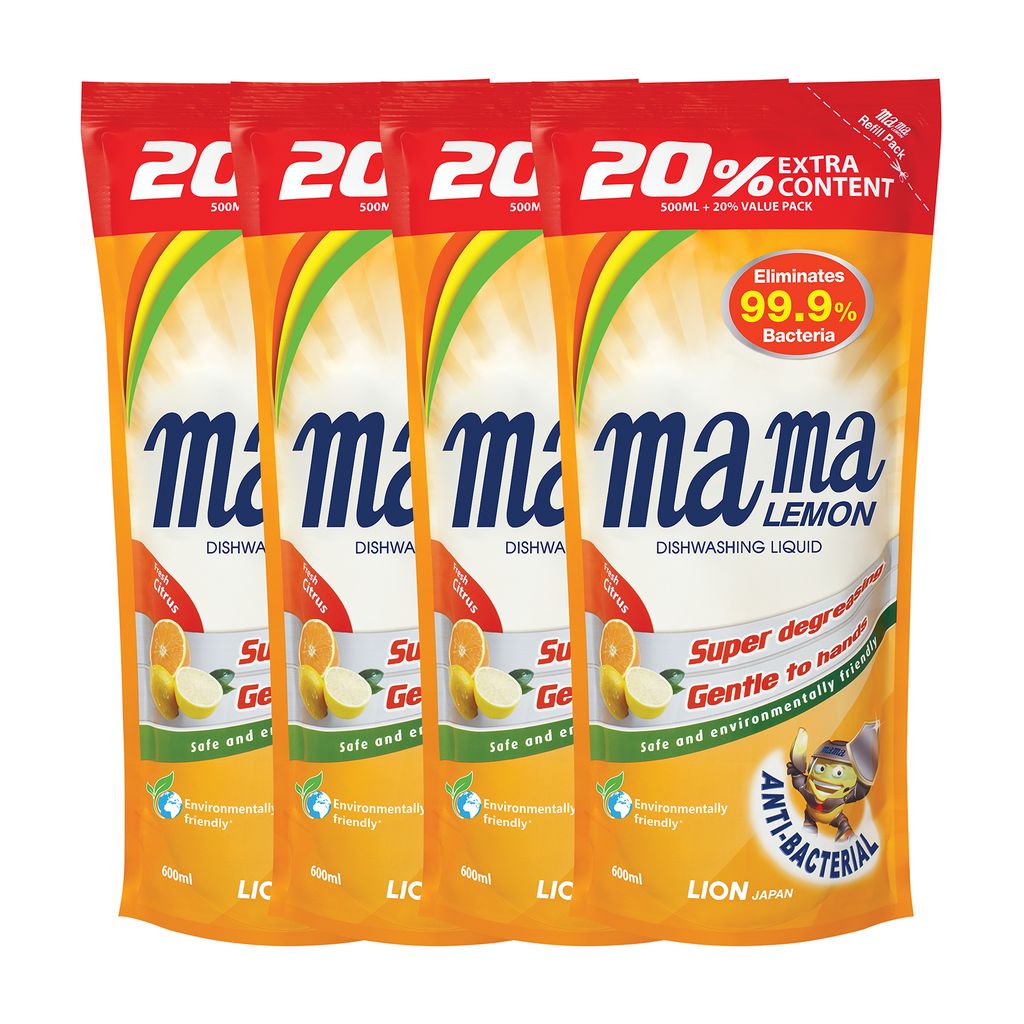 Mama Lemon Dishwashing Liquid RefiII, Anti Bacterial Fresh Citrus ...