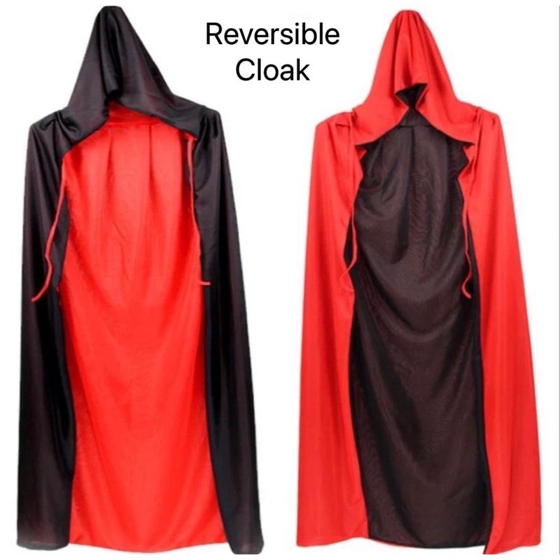 Hooded Unisex Reversible Red/ Black Cloak Halloween Scary Horror ...