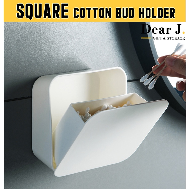 Square Cotton Bud Holder / Wall Mount Storage Box [Dear J] | Shopee ...