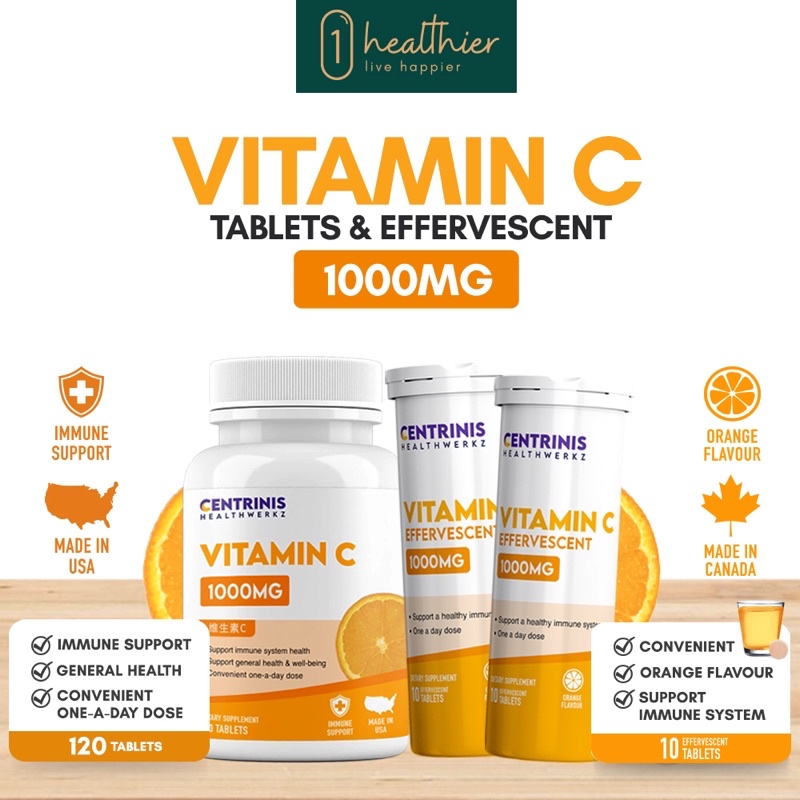 Vitamin C 1 bottle 120 tablets + 2 tube effervescent | Shopee Singapore