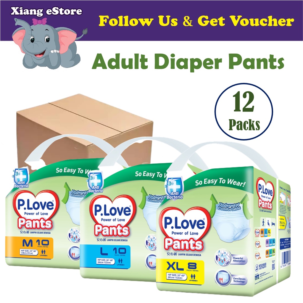 P.Love Adult Diapers Pants M / L / XL (max 1 carton per order) | Shopee ...