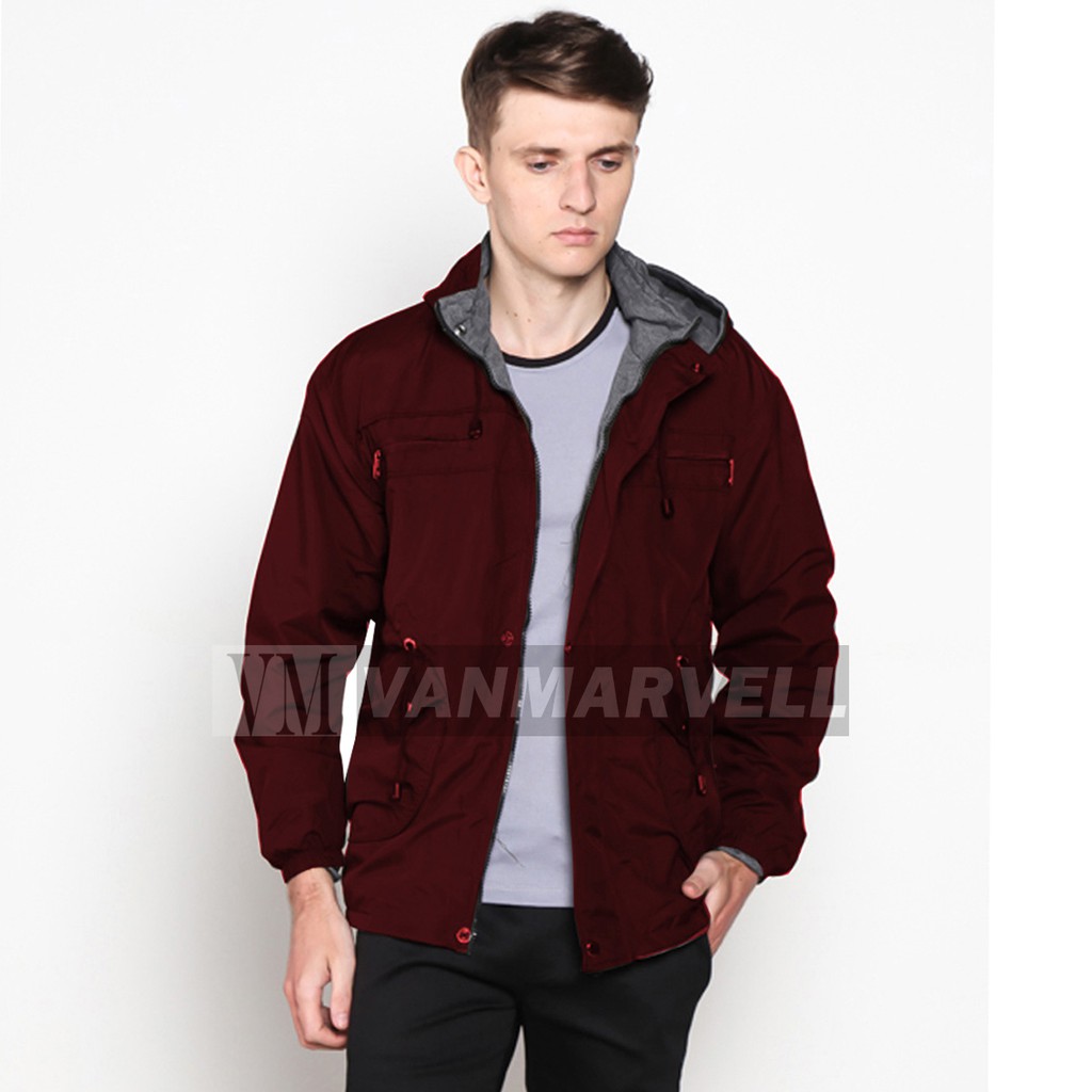MERAH VM MAroon Red Reversible Fashion Parka Jacket - Fleece Parachute ...