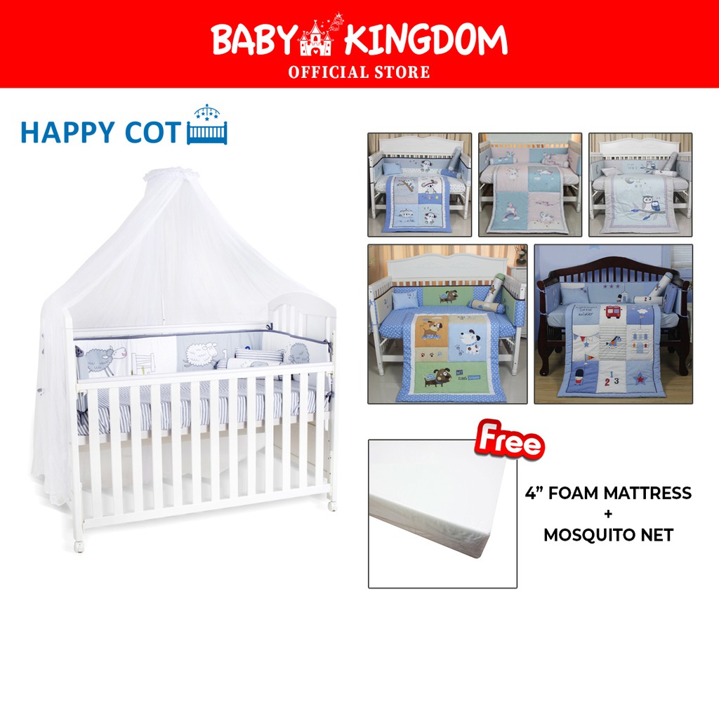 Happy Cot Happy Dream 4-in-1 Convertible Baby Cot + Foam Mattress and ...