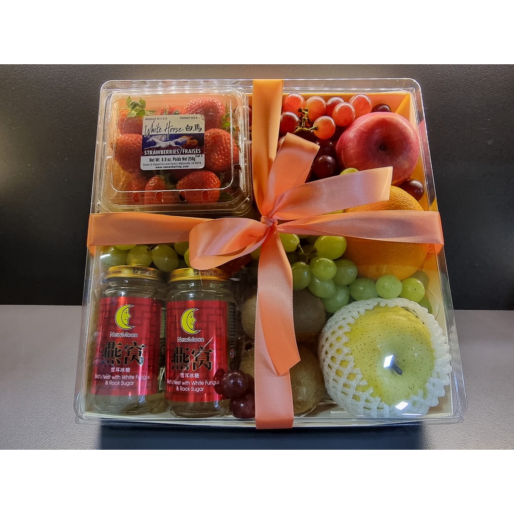 Large Fruit Hamper gift box basket with Bird's Nest - get well soon gws ...