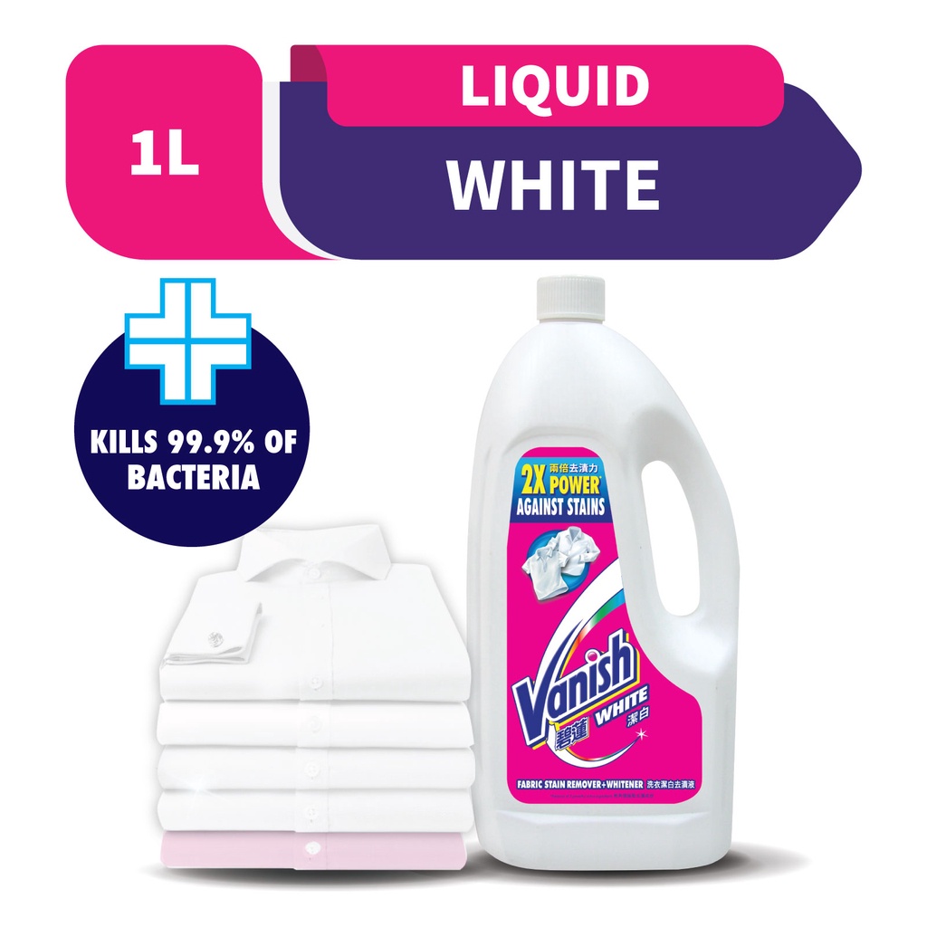 Vanish White / Pink Liquid Laundry Fabric Stain Remover 1 litre/ 500ml ...