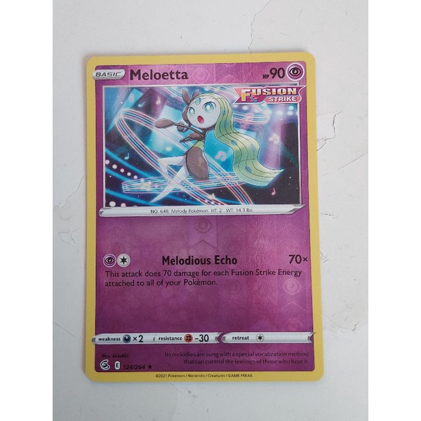 Pokemon meloetta reverse holo and non foil fusion strike card | Shopee ...