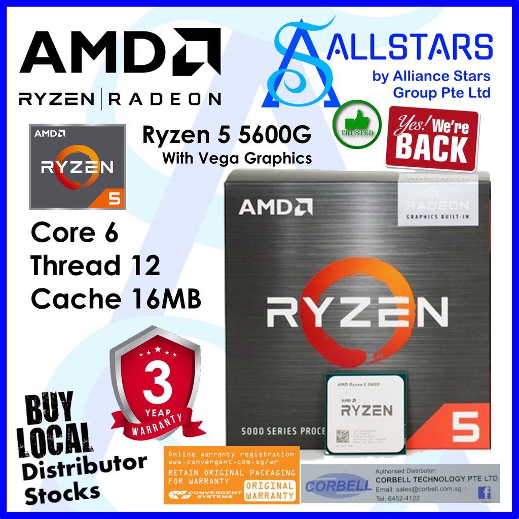 AMD Ryzen 5 5600G with Radeon Graphics (Core 6 / Thread 12 / Base Clock ...