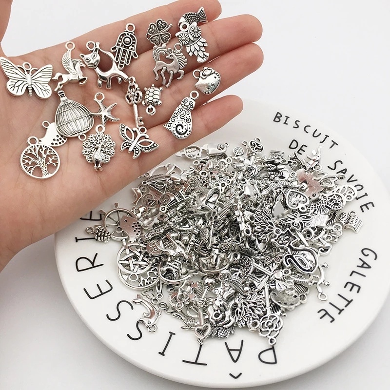 100Pcs Bulk Tibetan Silver Mixed Pendant Charms For Jewelry Making ...
