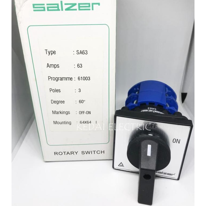 Selector SWITCH ON OFF 3POLE 63A SALZER SA63-2-2-61003 | Shopee Singapore