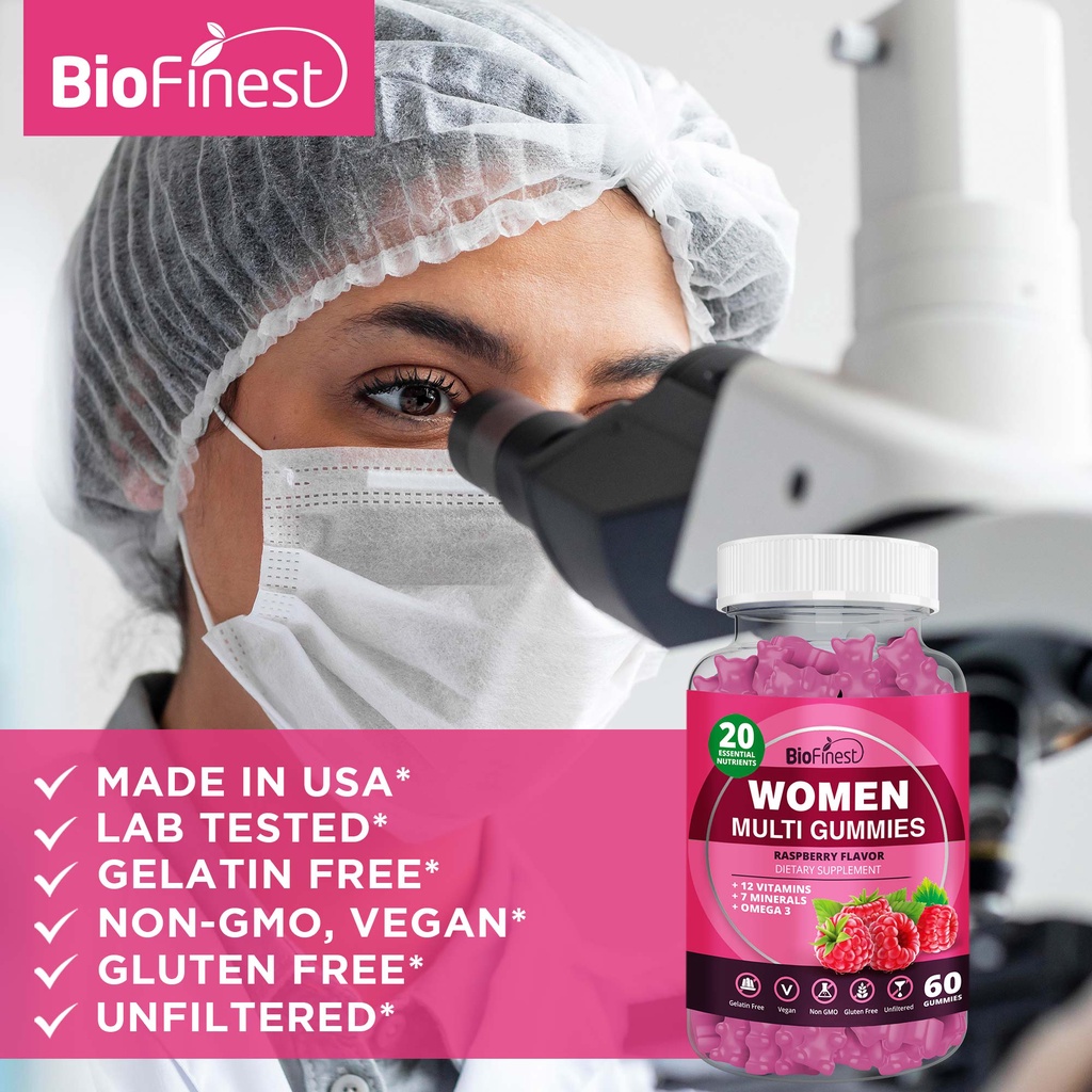 Biofinest Women MultiVitamins Gummy Supplement - 20 Minerals Vitamin A ...