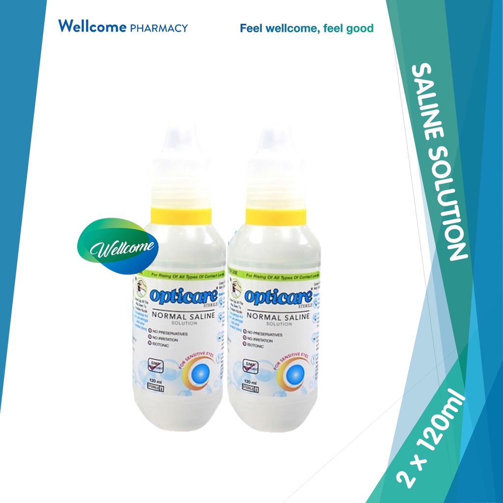 Opticare Sterile Normal Saline Solution - 2 x 120ml (Twin Pack ...