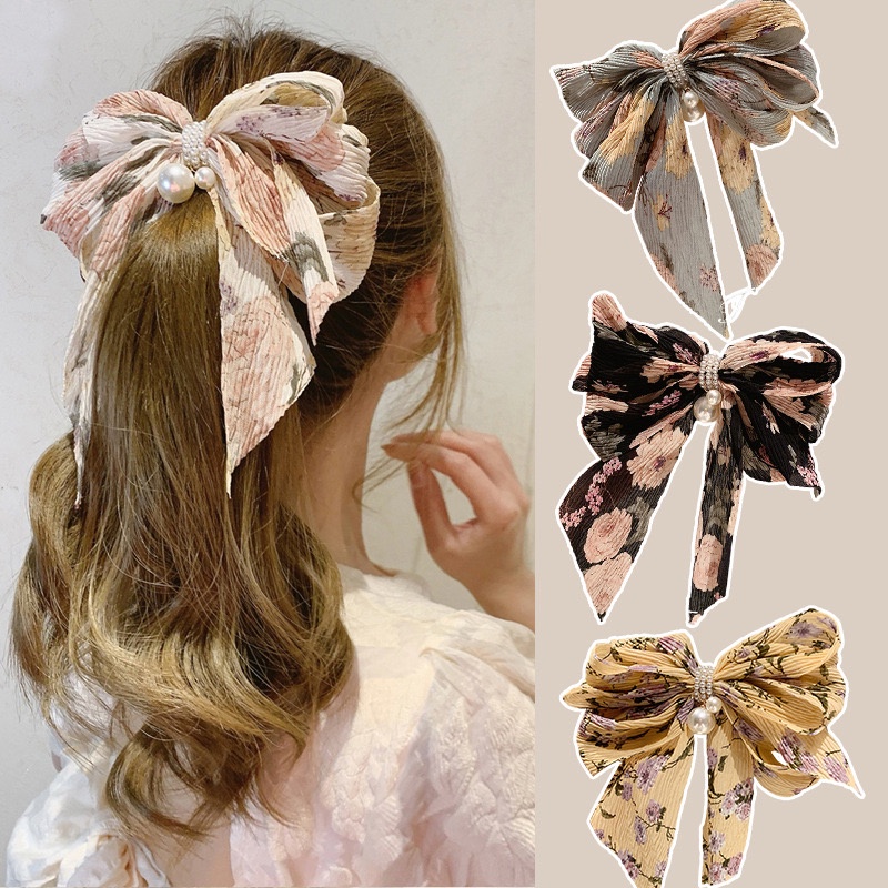 Large Bow Spring Clip Stylish Hair Clip Korean Style Peony Flower ...