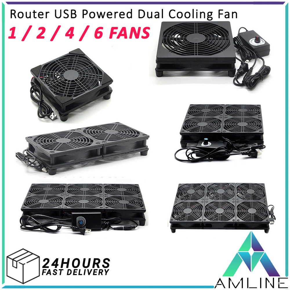 2500RPM USB Powered Cooling Modem Router TV Box 5V Dual USB Powered ...