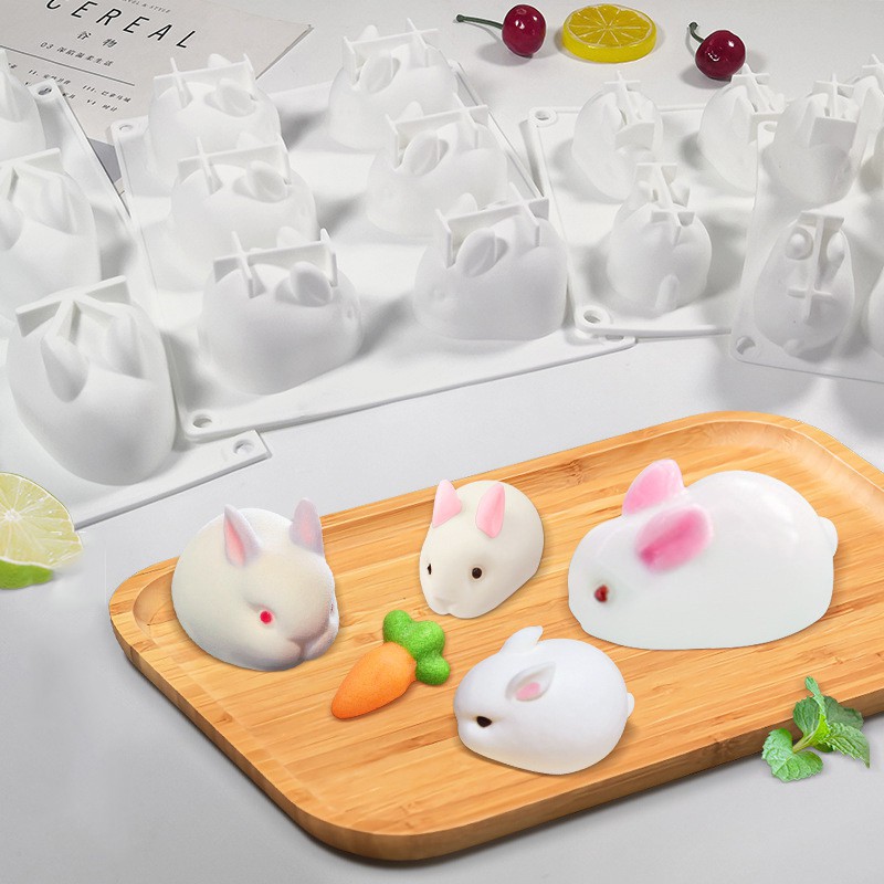 6 Cavity Silicone Rabbit Mold Mousse Cake Mold Cake Decorating Mould ...