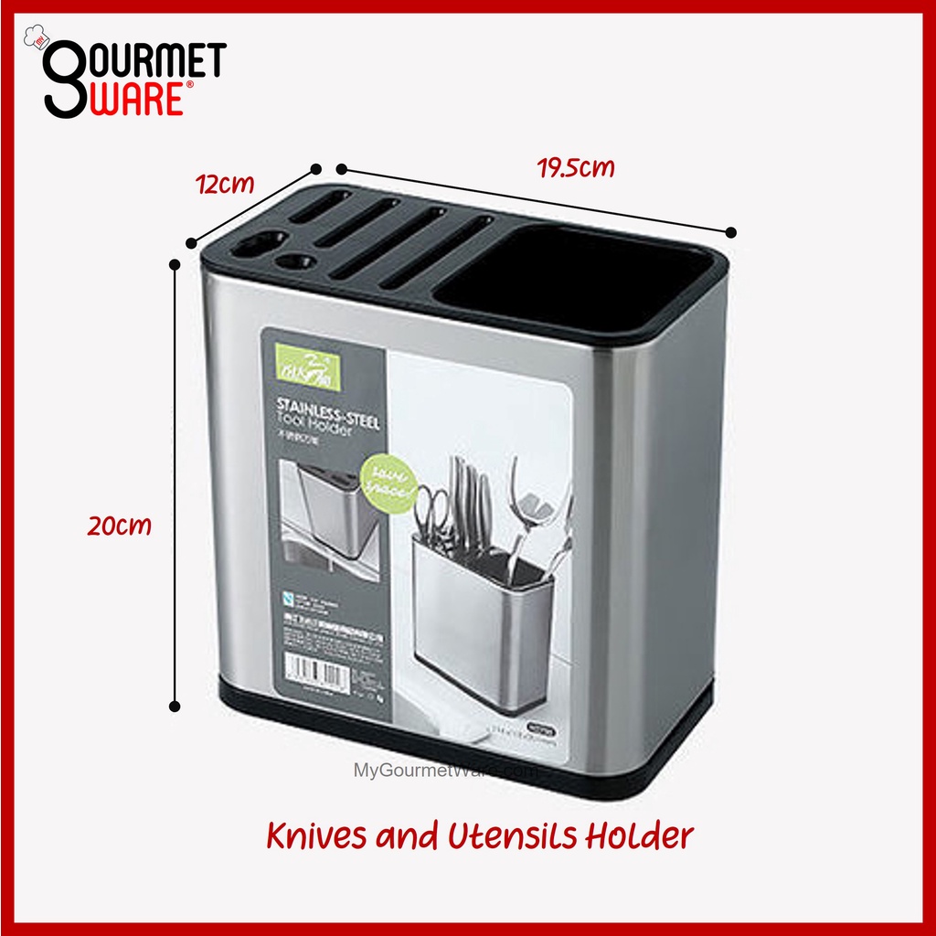 [SG Stock] Stainless Steel Kitchen Utensils Knives and Cutlery Holder ...