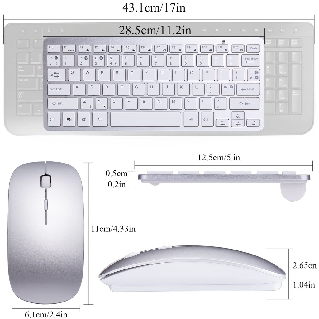 Wireless Keyboard and Mouse combo,Full Size & Ultra Thin Compact ...