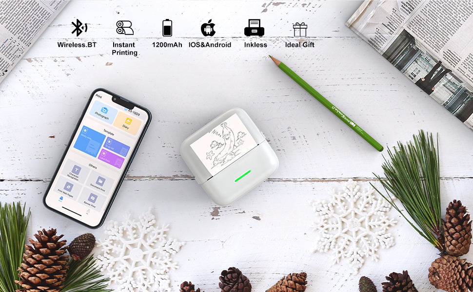Mini Portable Thermal Printer Pocket Printer Wireless Bluetooth Android ...