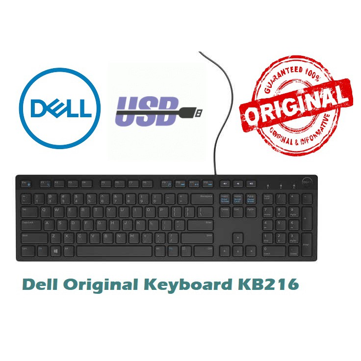 [NEW] Dell USB Keyboard Quiet Keys Multimedia KB216 Ultra Super Slim ...