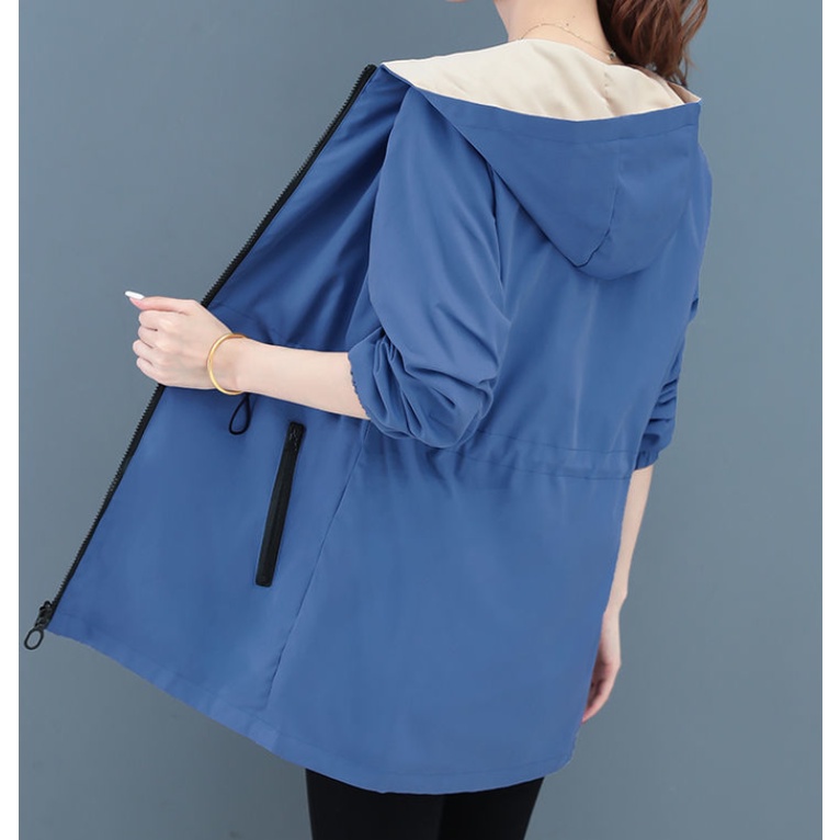 Double-sided long trench coat women spring and autumn windbreaker ...