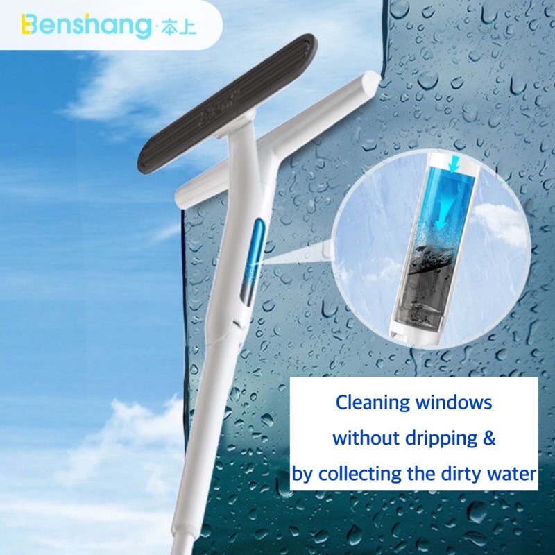 Window Cleaner Wiper Long Handle Window Glass Cleaning Brush Wiper with ...