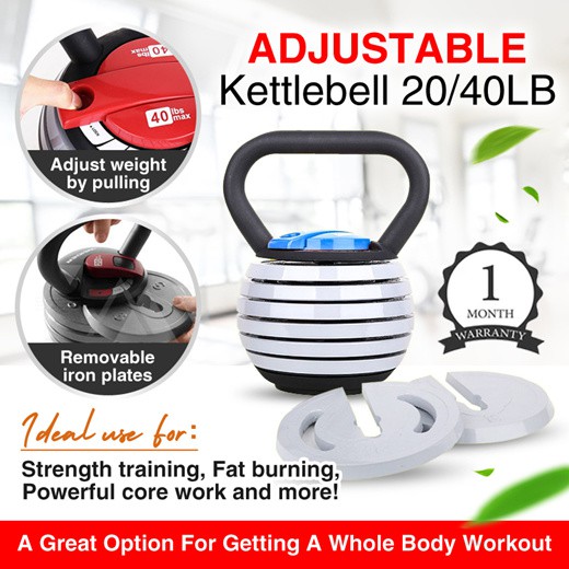 🇸🇬【20LB-40 LB】Adjustable Fitness Kettlebell / Powder Coated Cast Iron ...