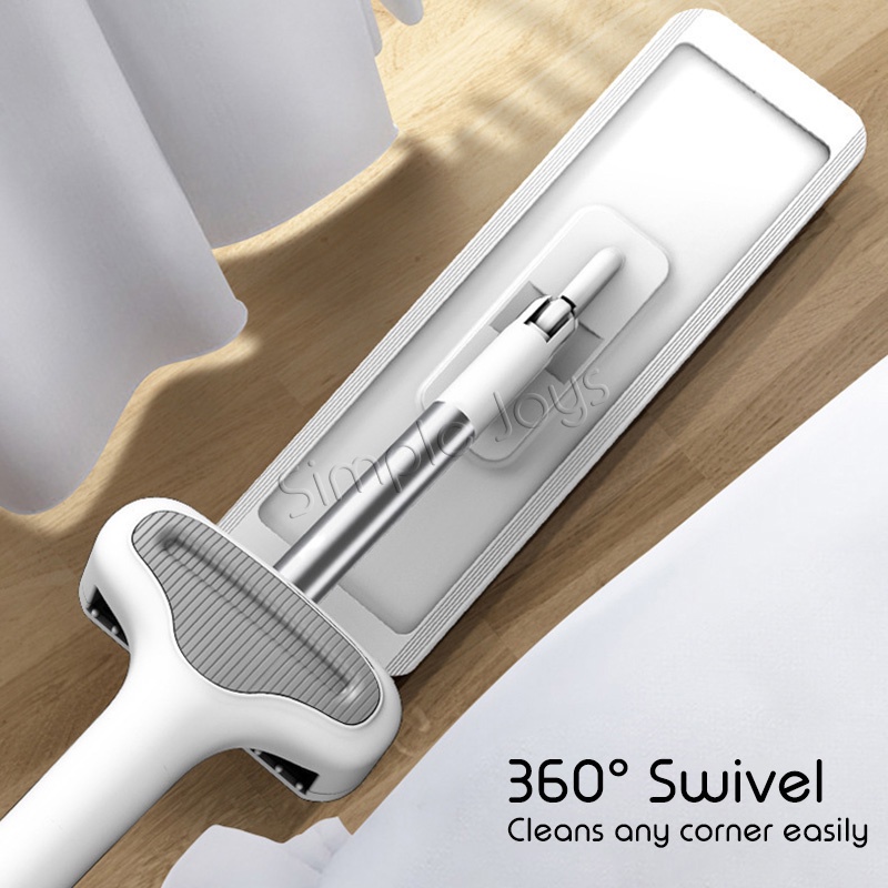 Self-Wringing Hands-Free Flat Floor Mop Wet/Dry Scratch Dry 360 Degree ...