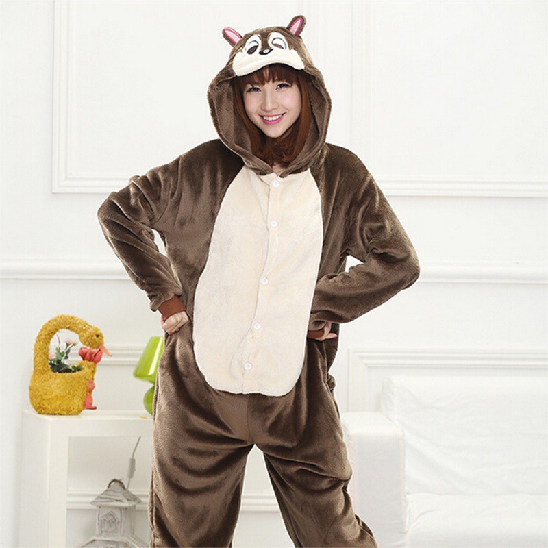 Squirrel Pajama Onesie Animals Costume Party Fancy Winter Sleepwear ...