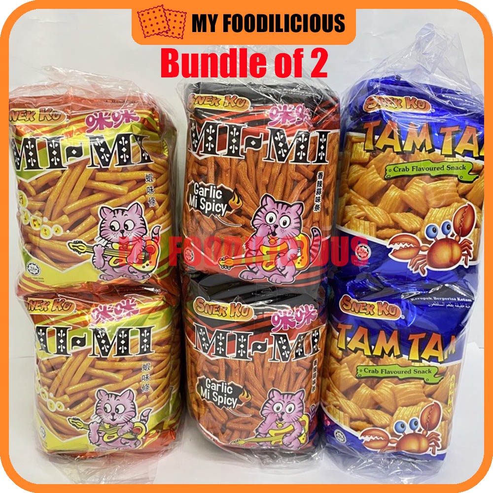 Snek Ku MiMi Prawn Snack/ Mimi Garlic Mi Spicy /Tam Tam Grab Snack- 70g ...