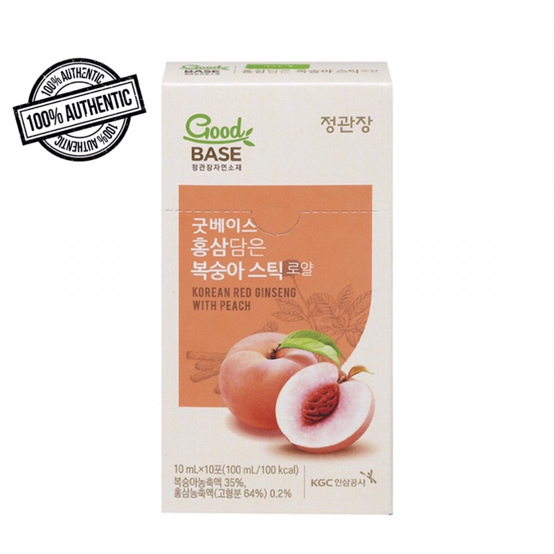 Cheong Kwan Jang Good Base Korean Red Ginseng KRG with peach (10ml x 10 ...