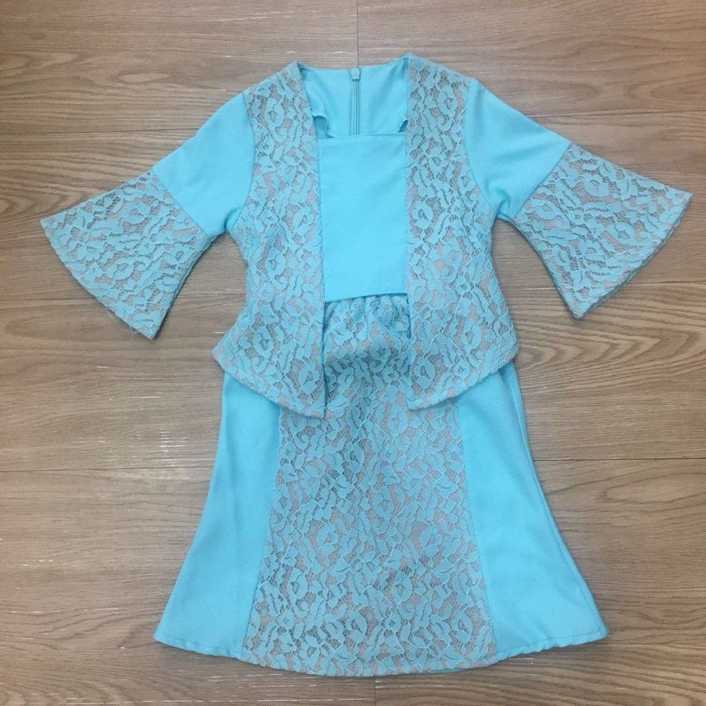 Sky Blue Lace Baju Kebaya Budak Perempuan Baju Raya 2021 OFFER in ...
