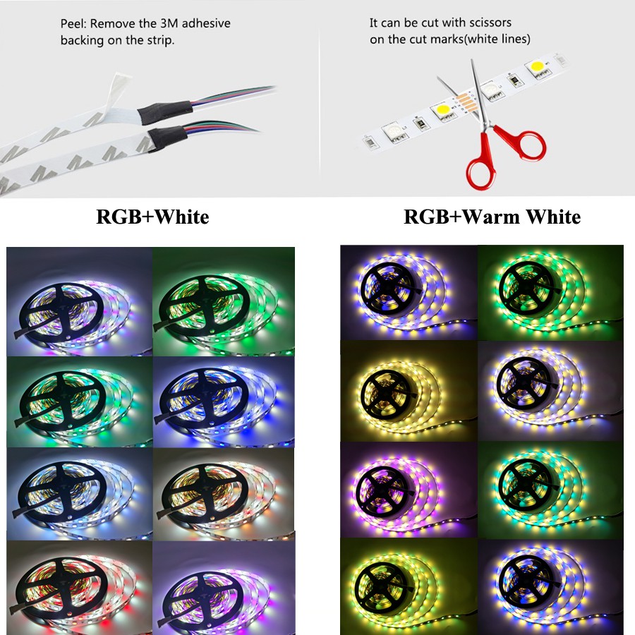 LED Light Strip 5M 5050 SMD DC12V 60LEDs/m Flexible LED Light RGBW 5050 LED Strip Cool White ...