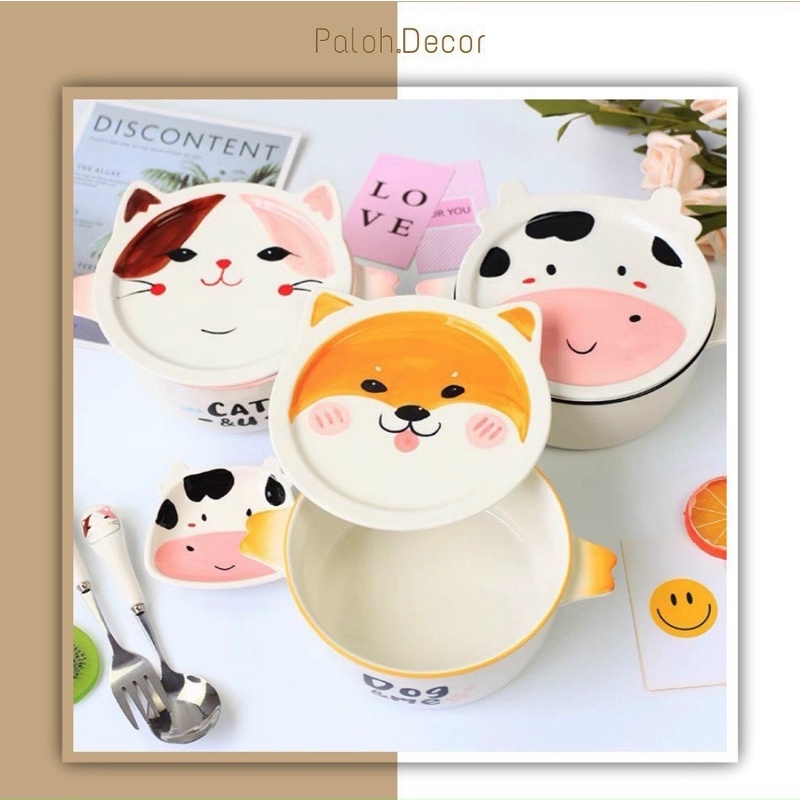 Noodle bowl with cute lid (random delivery) | Shopee Singapore