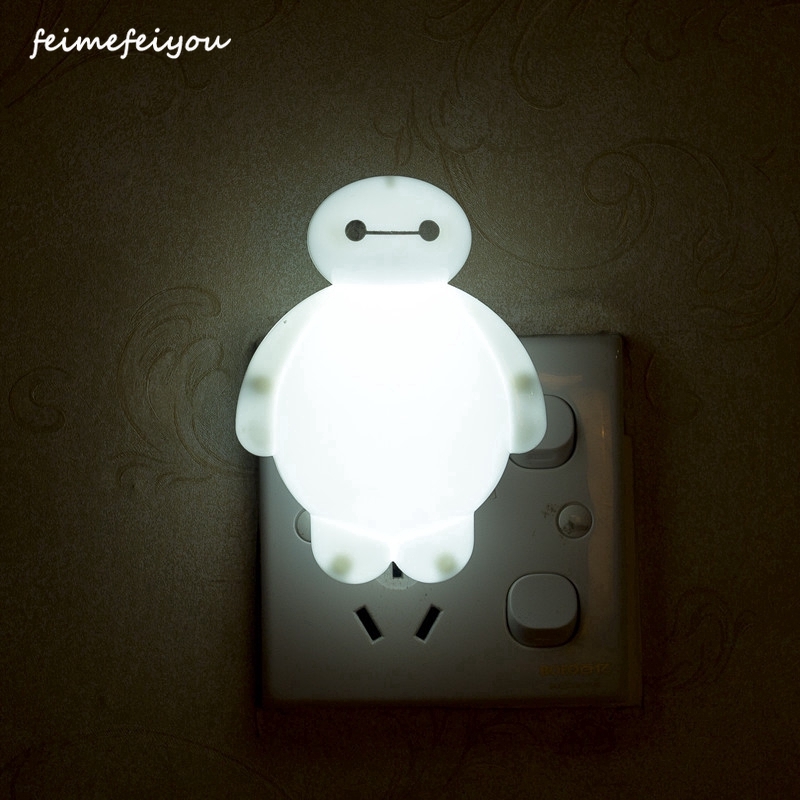 Cute Baymax LED Night Lights Bedroom Table Lamp Babyroom Wall Light ...