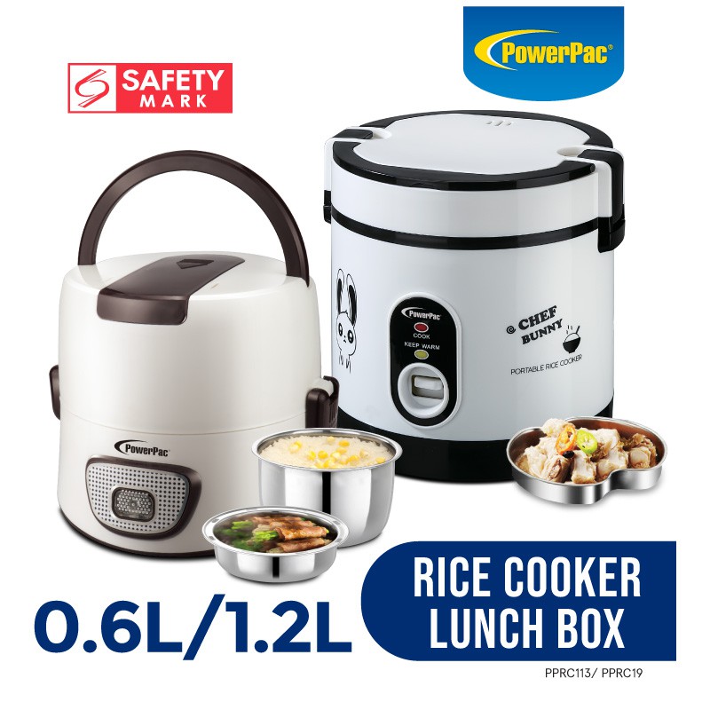 PowerPac Mini Rice Cooker, Electirc Lunch Box 0.6L/1.2L (PPRC09/PPRC113 ...