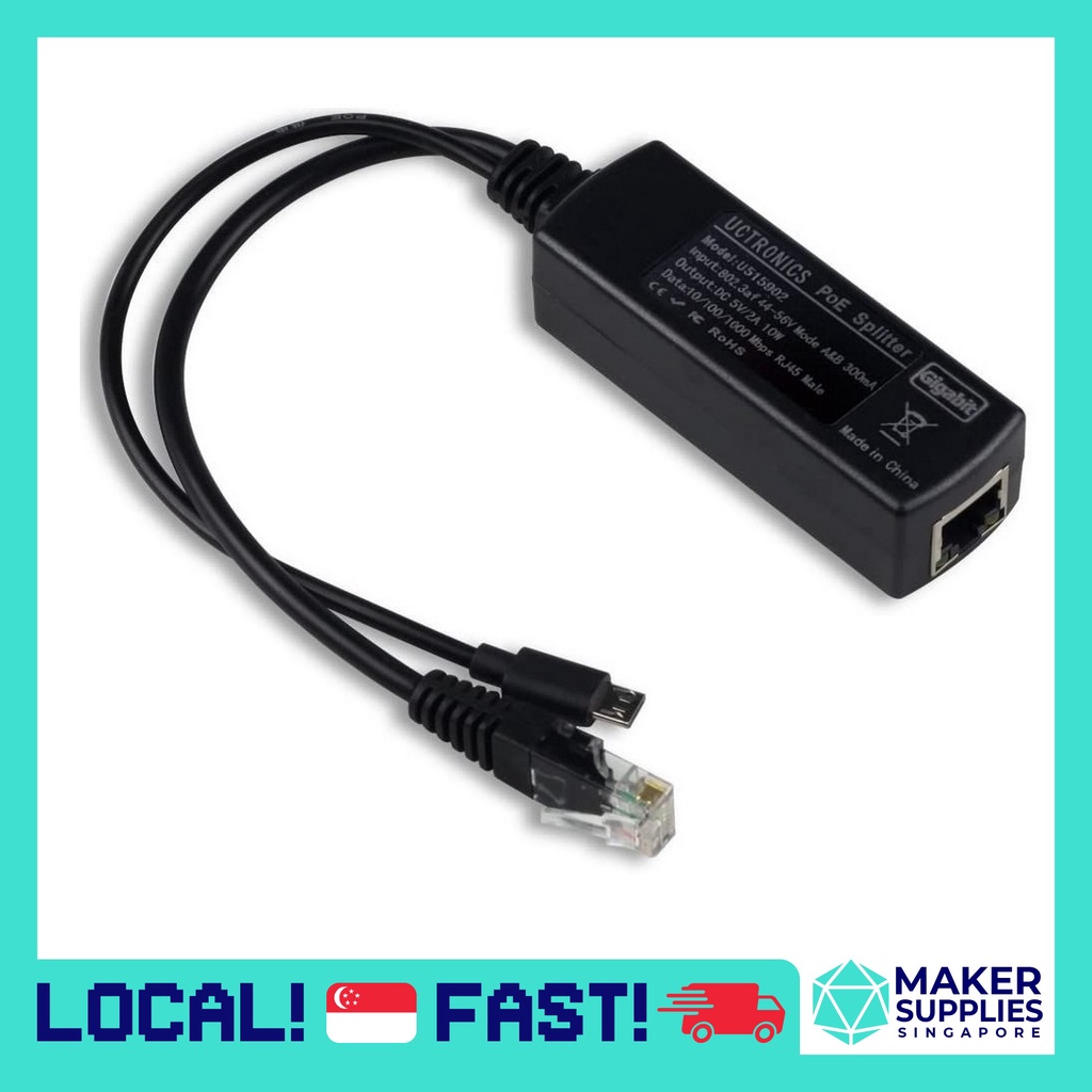 UCTRONICS PoE Splitter Gigabit 5V Micro USB Power and Ethernet to ...