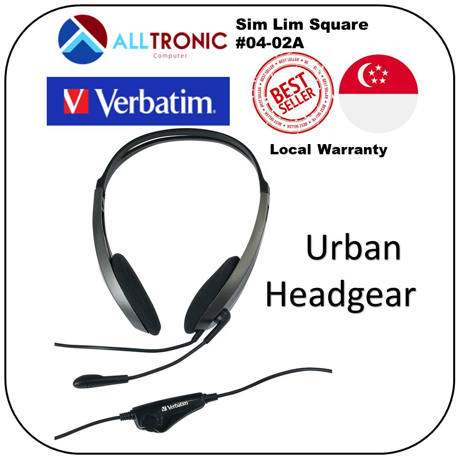 Verbatim Urban Headgear Multimedia Headset with Mic & Volume Control P ...