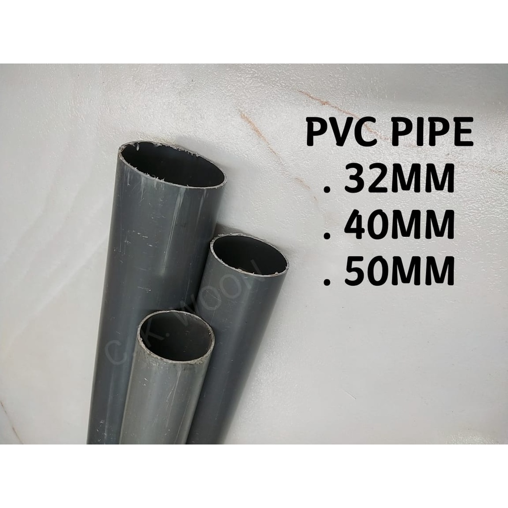 1 Feet(32MM/ 40MM / 50MM) PVC Pipe Grey PVC Water Pipe Class D/Class O [ NON SIRIM ] | Shopee ...