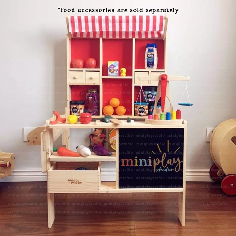 🎪LOCAL STOCK🎪Supermarket Groceries Wooden Playset Shop Booth Fruits ...