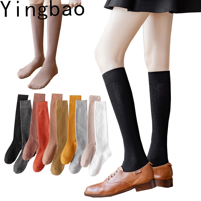 Yingbao Cotton Knee Calf Long Sock Women Ladies Student Socks Fashion ...