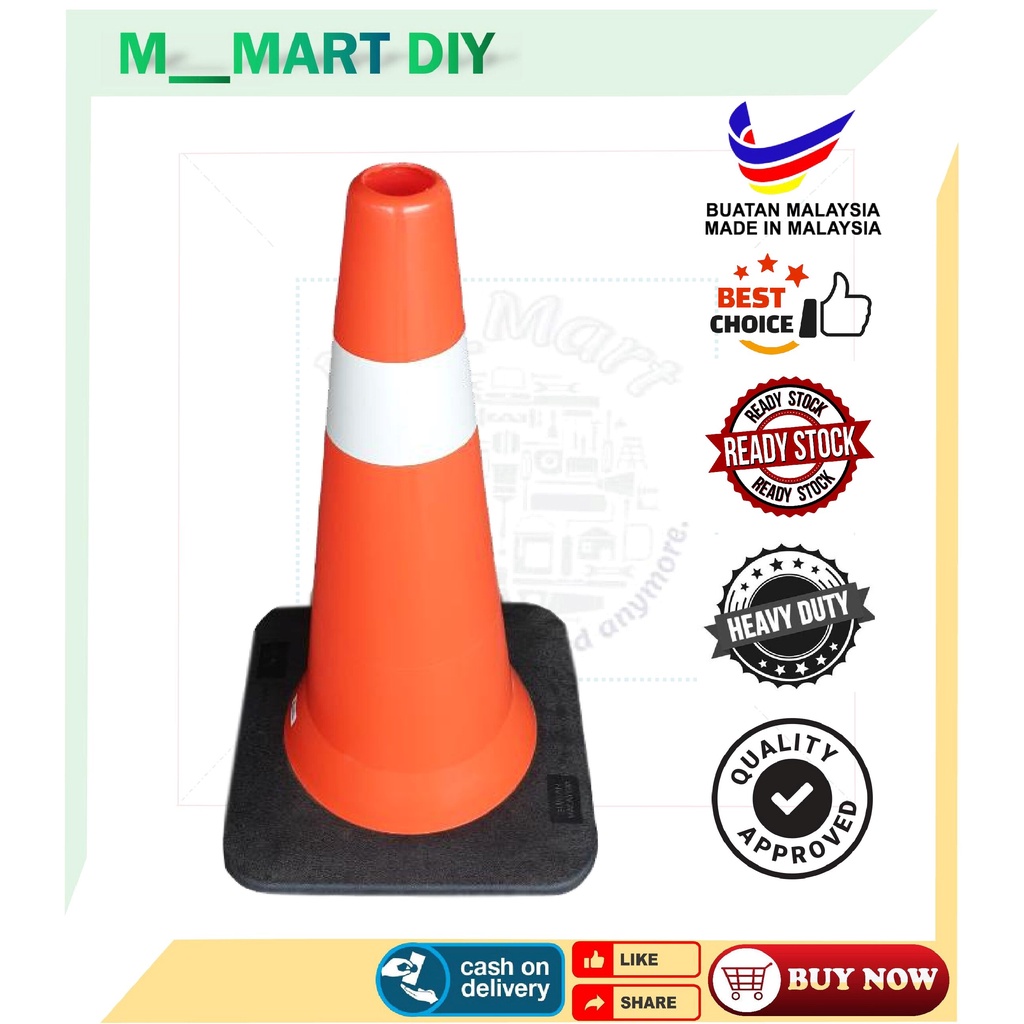 Heavy Duty Safety Traffic Pvc Cone w/Black Weighted Base Made in 8 x 30 ...